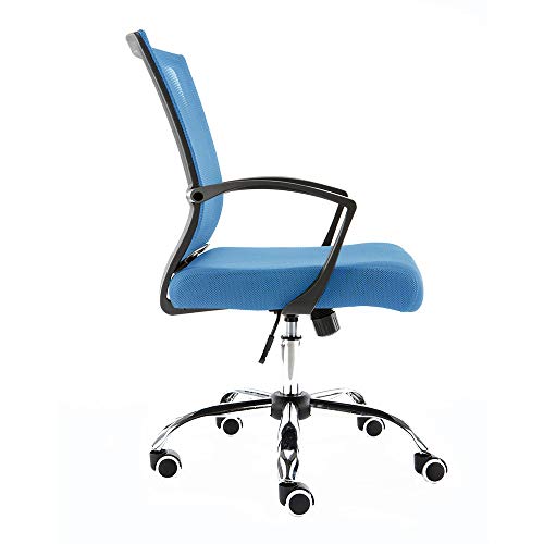 Modern Home Zuna Mid-Back Office Task Chair - Ergonomic Back Supporting Mesh Back Desk Chair (Black/Blue)