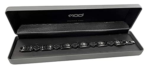 Harley-Davidson Mens Black Steel Bar & Shield Chain Bracelet HSB0190 (8.5)
