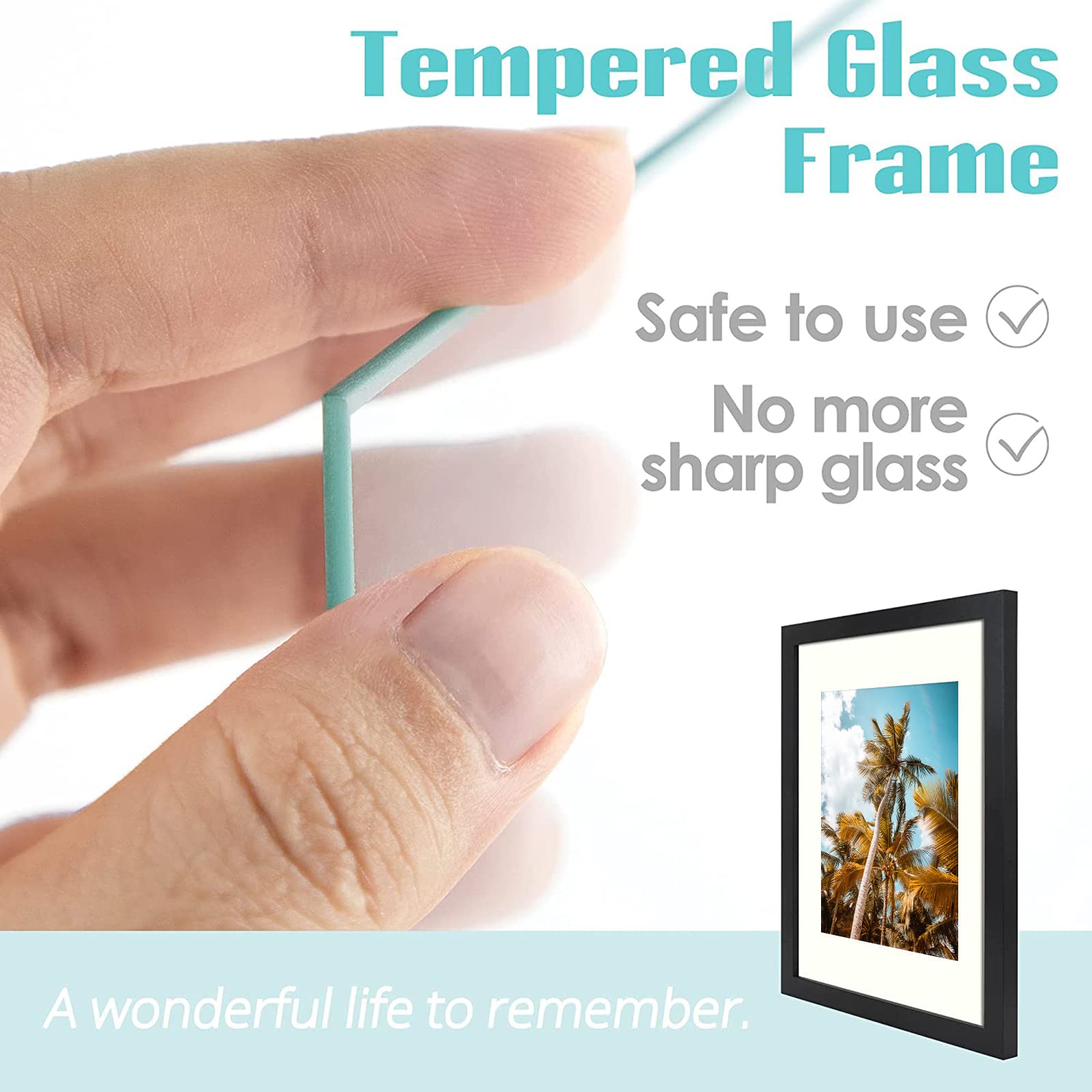 Frametory, 11x14 Picture Frame - Made to Display Pictures 8x10 with Mat or 11x14 Without Mat - Wide Molding - Pre-Installed Wall Mounting Hardware (Black, 2 Pack)