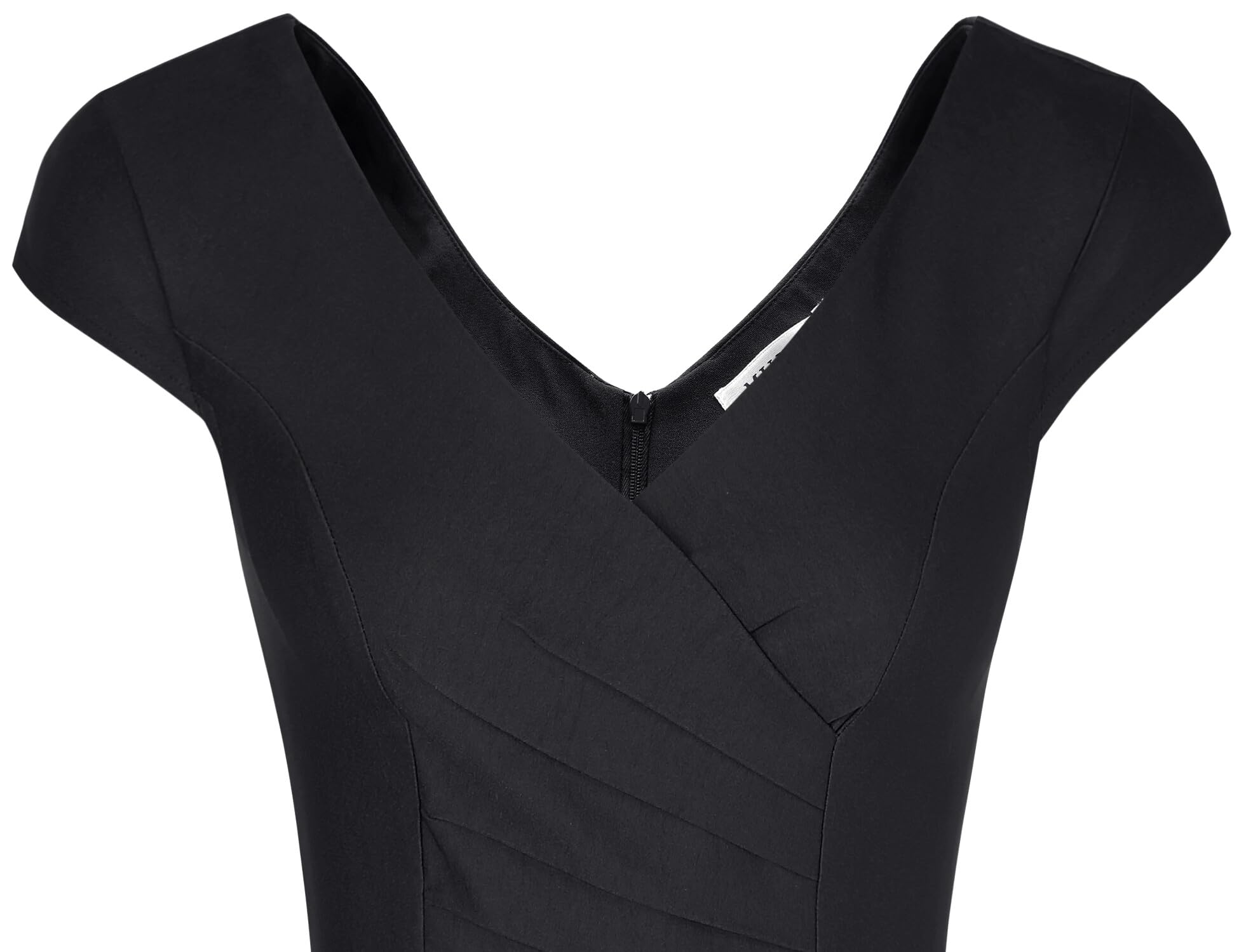 MUXXN Ladies Celebrity Vintage Cap Sleeve Tea Length Special Occasion Dress (Black XL)