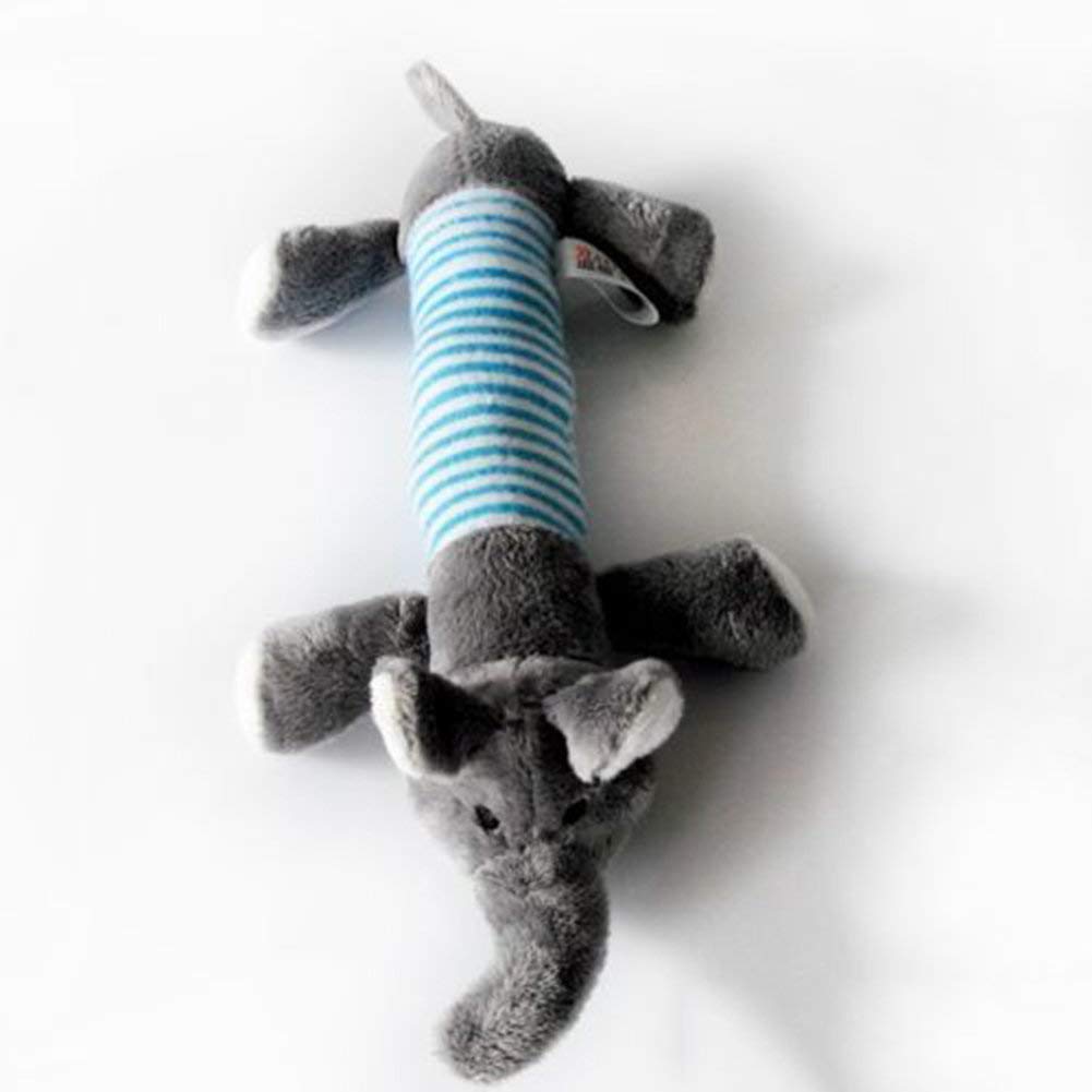 Dog Pet Puppy Plush Sound Chew Squeaker Squeaky Pig Elephant Duck Toys (Blue Elephant)
