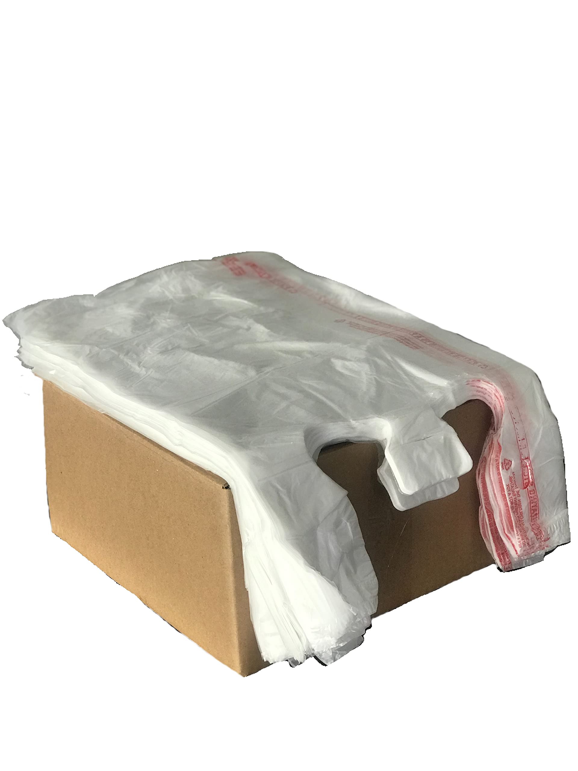 Warning T-Shirt Bags (1000 Count) - Plastic Bulk Shopping and Restaurant Bag - (11.5" x 6.5" x 21")