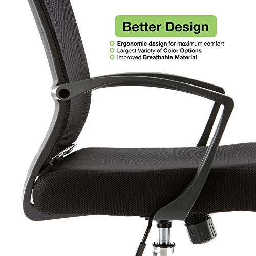 Modern Home Zuna Mid-Back Office Task Chair - Ergonomic Back Supporting Mesh Back Desk Chair (Black/Blue)