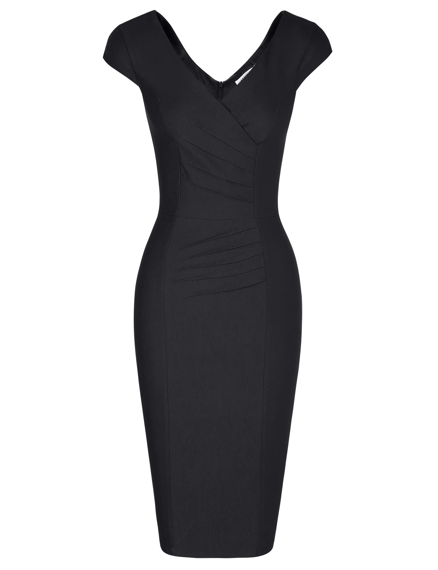MUXXN Ladies Celebrity Vintage Cap Sleeve Tea Length Special Occasion Dress (Black XL)