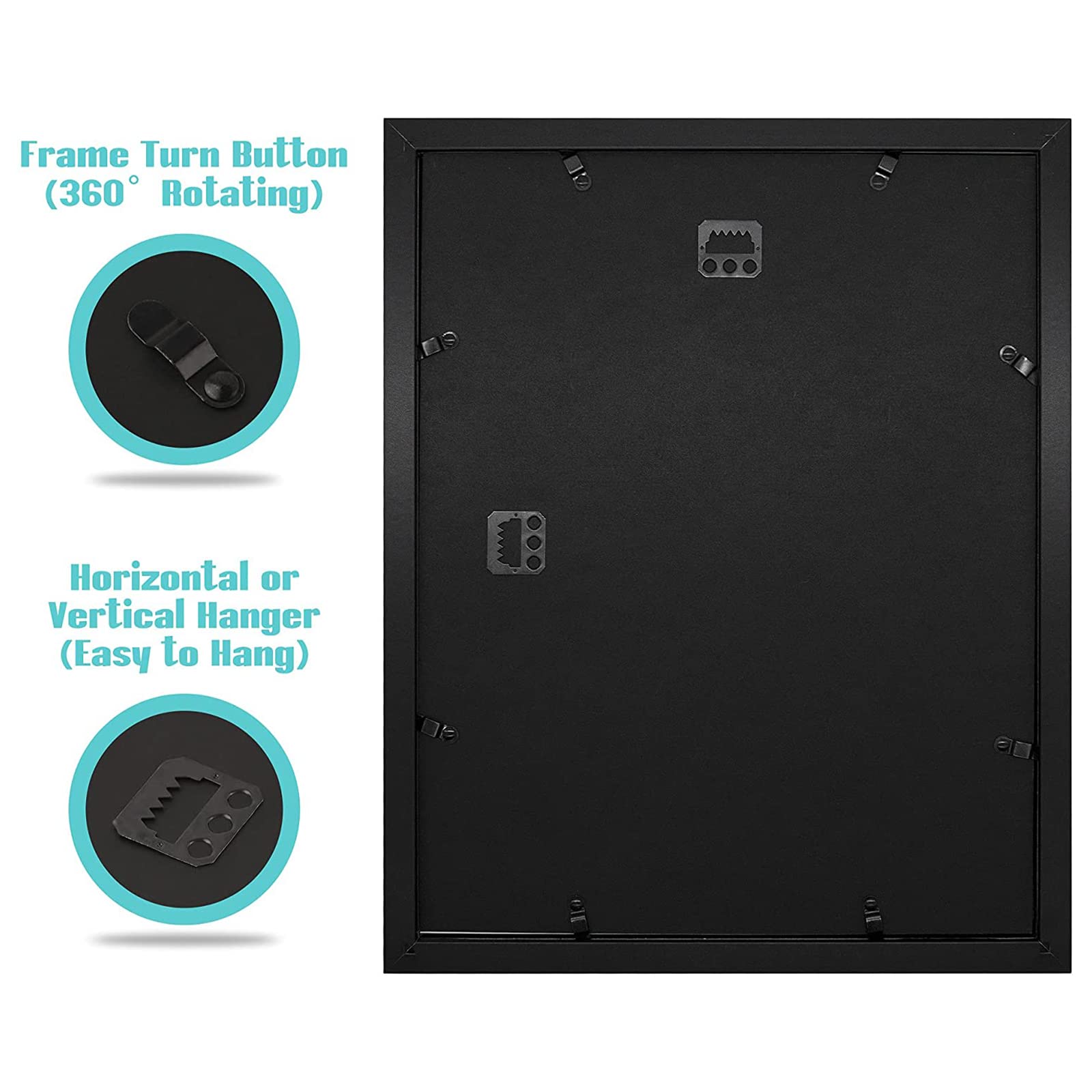 Frametory, 11x14 Picture Frame - Made to Display Pictures 8x10 with Mat or 11x14 Without Mat - Wide Molding - Pre-Installed Wall Mounting Hardware (Black, 2 Pack)