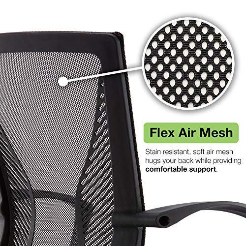 Modern Home Zuna Mid-Back Office Task Chair - Ergonomic Back Supporting Mesh Back Desk Chair (Black/Blue)
