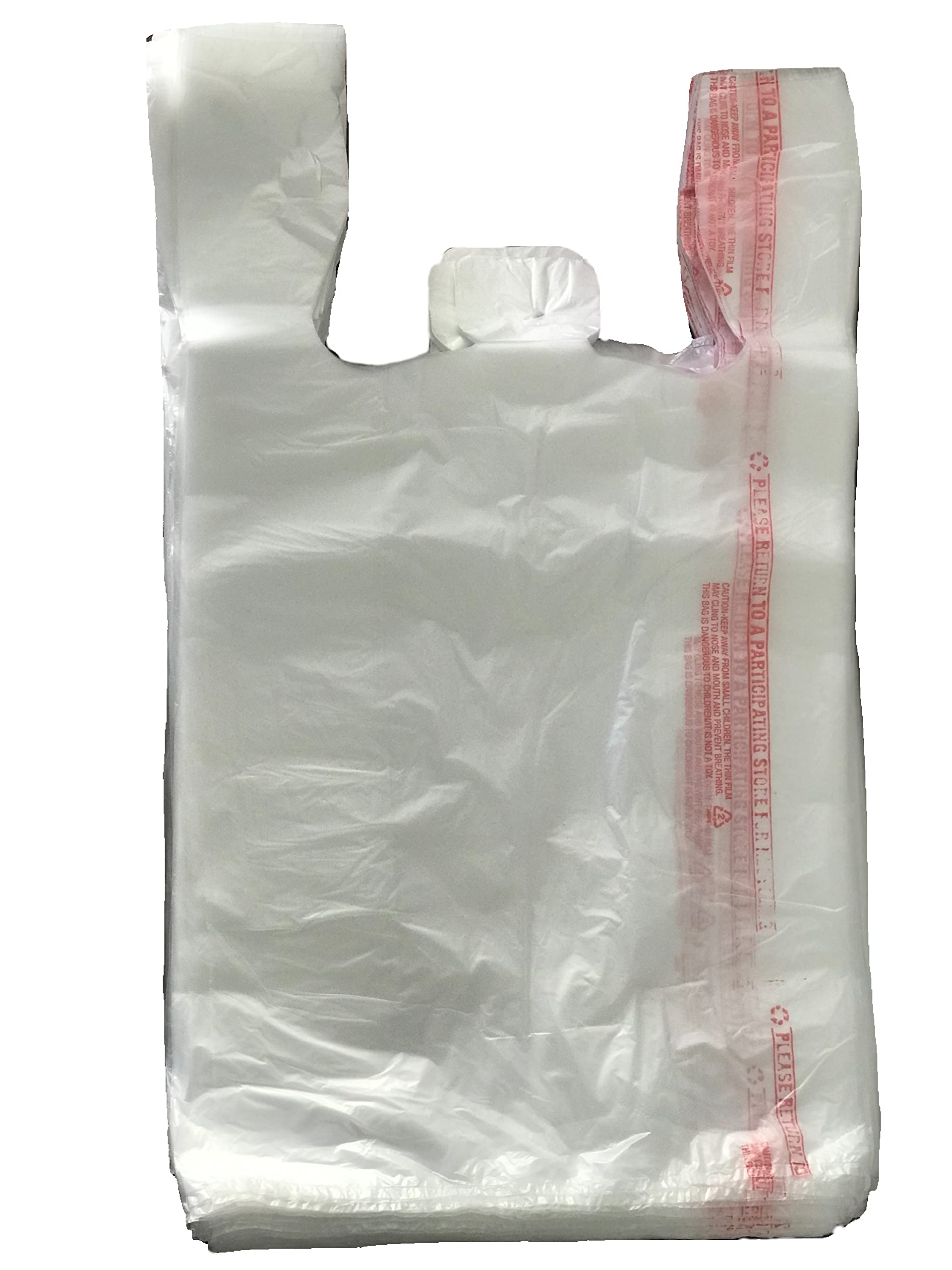 Warning T-Shirt Bags (1000 Count) - Plastic Bulk Shopping and Restaurant Bag - (11.5" x 6.5" x 21")
