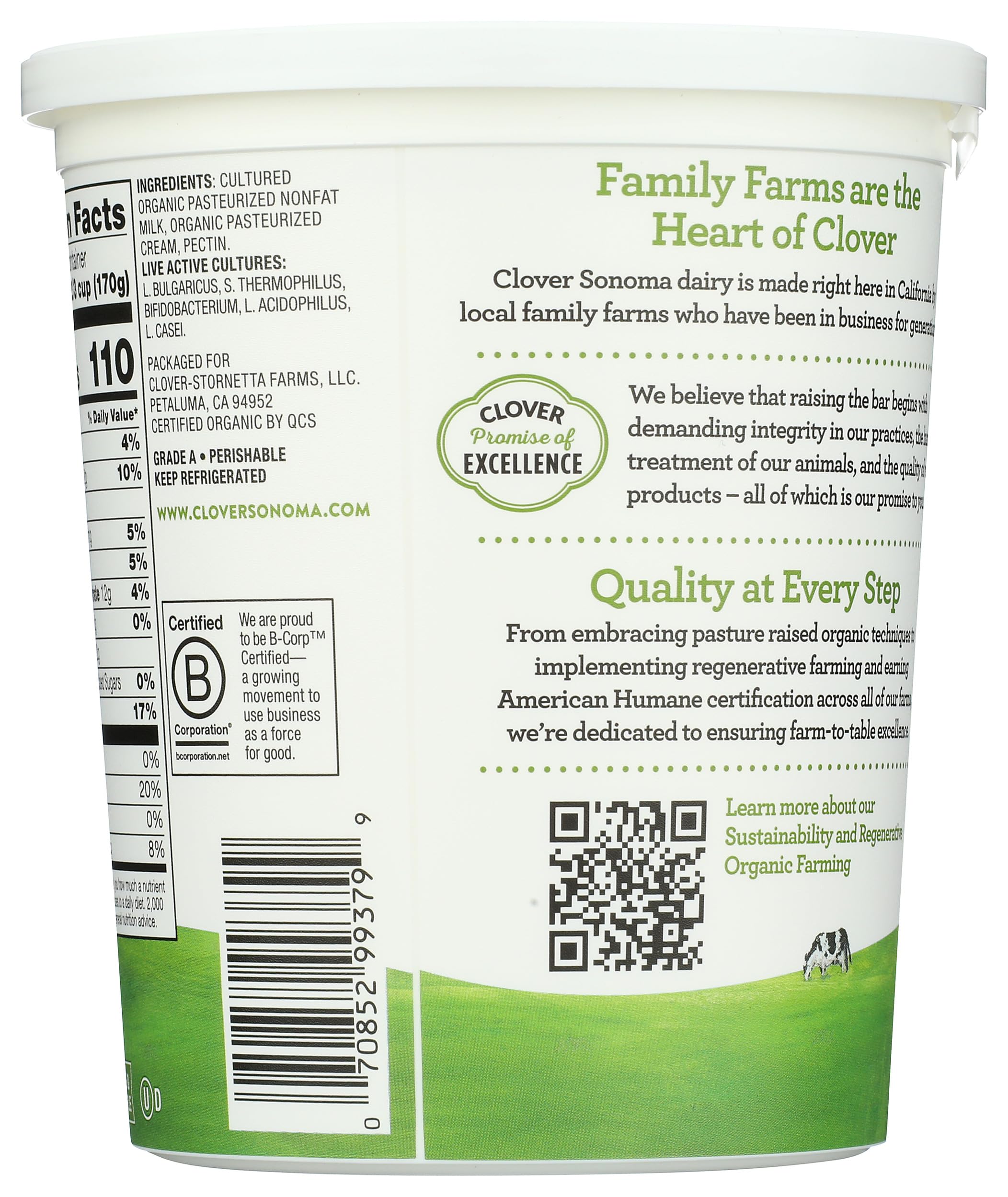 CLOVER SONOMA Organic Plain Low Fat Yogurt, 32 OZ