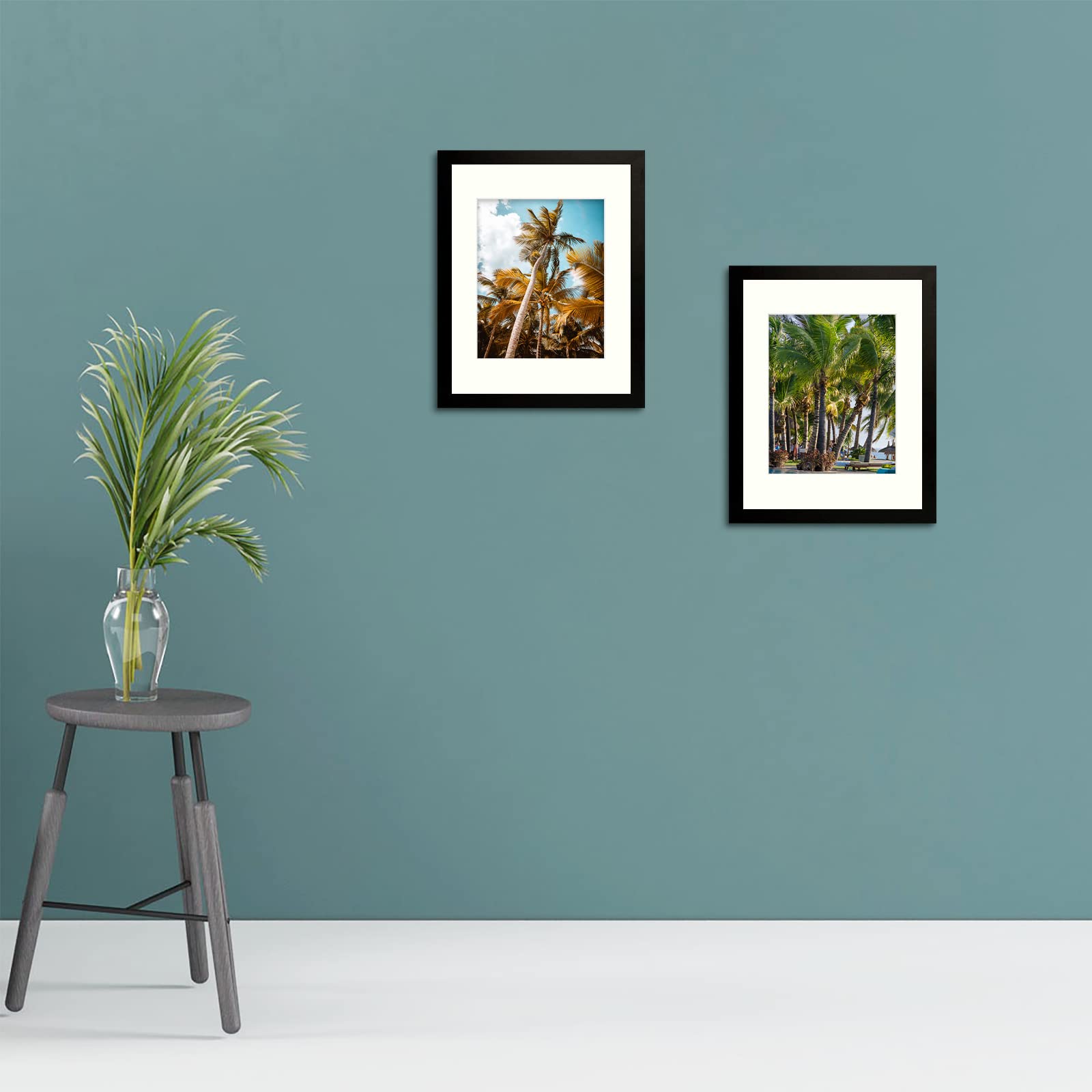 Frametory, 11x14 Picture Frame - Made to Display Pictures 8x10 with Mat or 11x14 Without Mat - Wide Molding - Pre-Installed Wall Mounting Hardware (Black, 2 Pack)