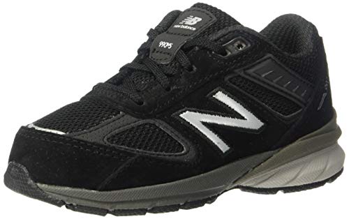 New Balance 990 V5 Lace-Up Sneaker, Black/Silver, 4 Wide US Unisex Big_Kid