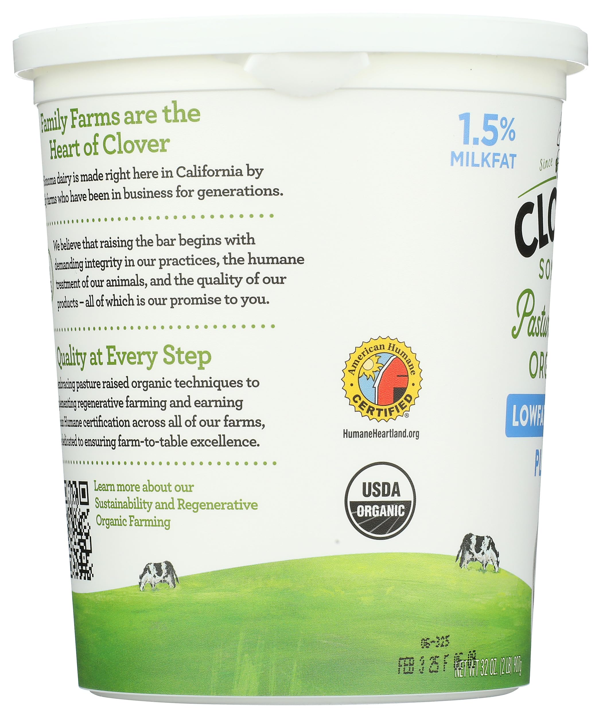 CLOVER SONOMA Organic Plain Low Fat Yogurt, 32 OZ