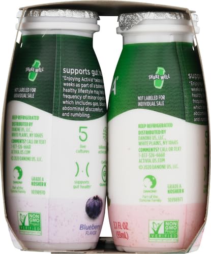 Activia Probiotic Dailies Strawberry and Blueberry Lowfat Yogurt Drinks, Delicious Daily Probiotic Yogurt Drinks to Help Support Gut Health, 8 Ct, 3.1 FL OZ