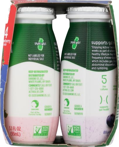 Activia Probiotic Dailies Strawberry and Blueberry Lowfat Yogurt Drinks, Delicious Daily Probiotic Yogurt Drinks to Help Support Gut Health, 8 Ct, 3.1 FL OZ