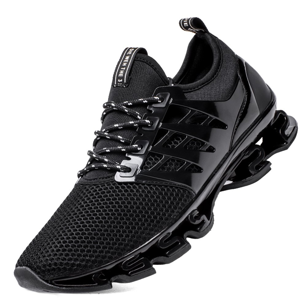 SKDOIUL All Black Tennis Shoes Black Mens Walking Shoes Black Shoes for Men mesh Breathable Slip on Walking Shoes Fashion Casual Sneakers Black Size 9