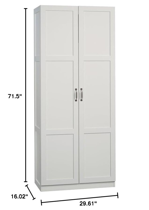 Pemberly Row 29" W Traditional Style Storage Cabinet, Pantry Cabinet, Linen Cabinet with Shelves in White