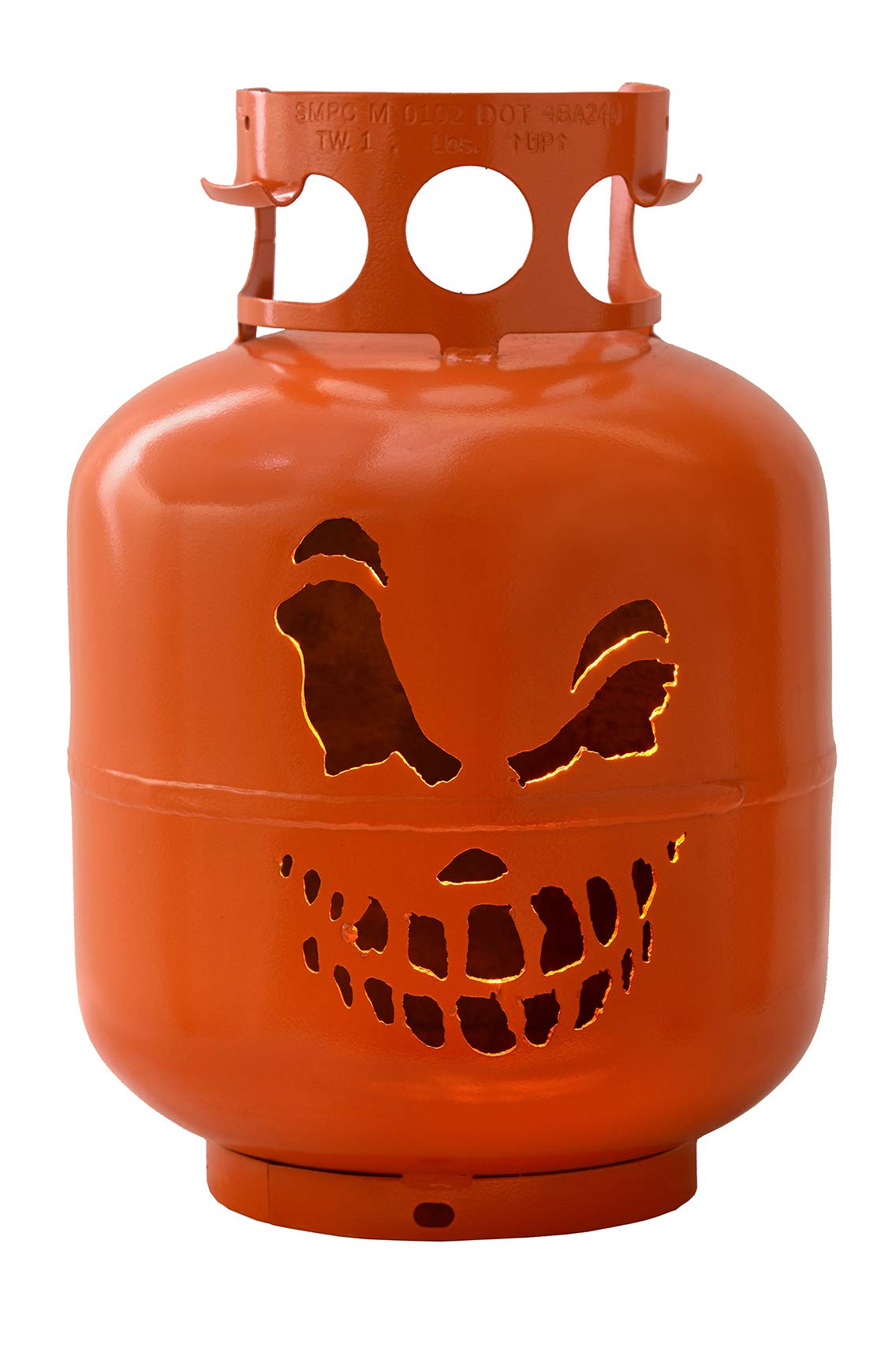 Flame King Jack O Lantern Halloween Steel Converted BBQ Propane Tank Cylinder, Orange