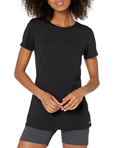 Amazon Essentials Women's Tech Stretch Short-Sleeve Crewneck T-Shirt (Available in Plus Size), Pack of 2, Black, Large