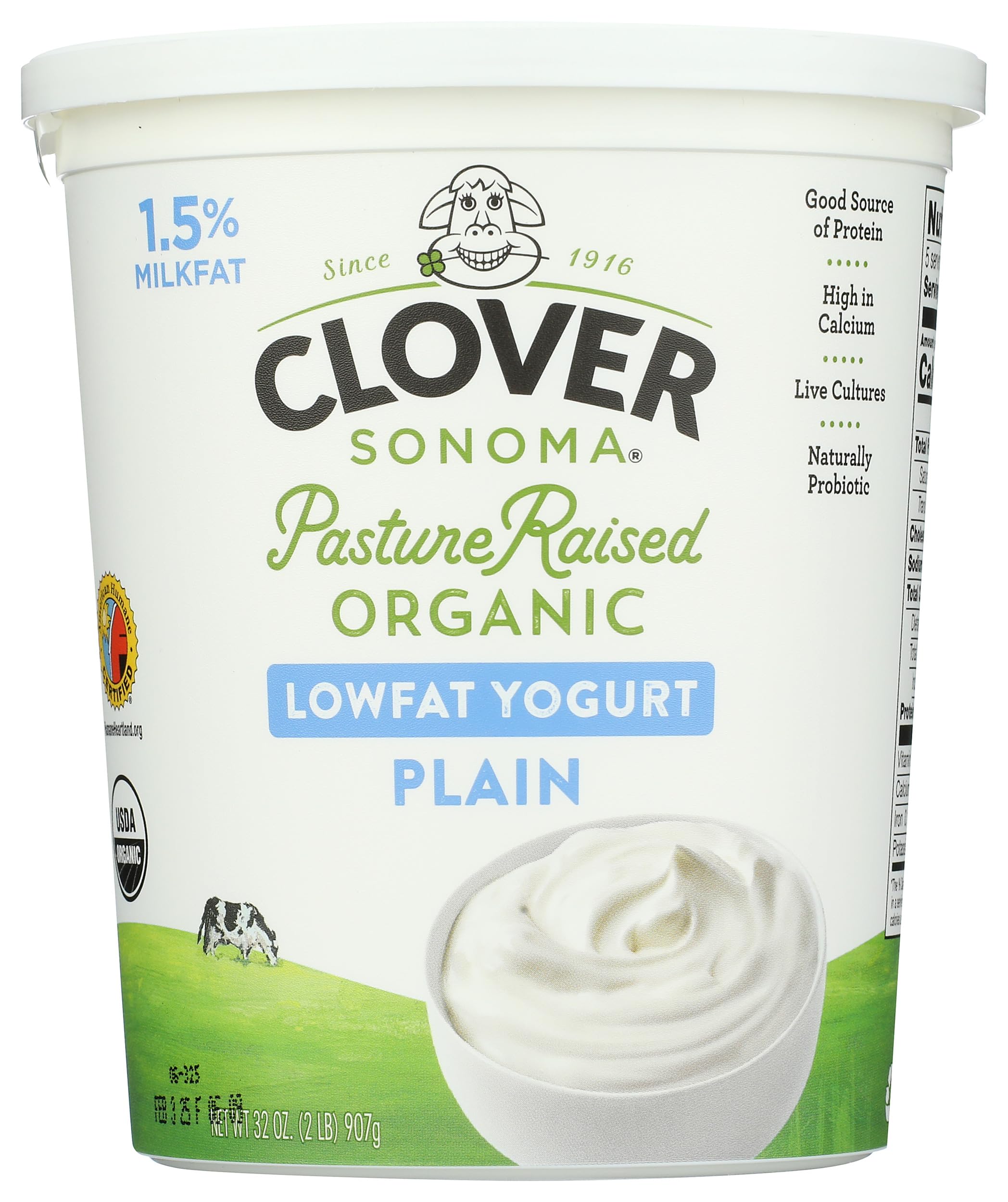 CLOVER SONOMA Organic Plain Low Fat Yogurt, 32 OZ