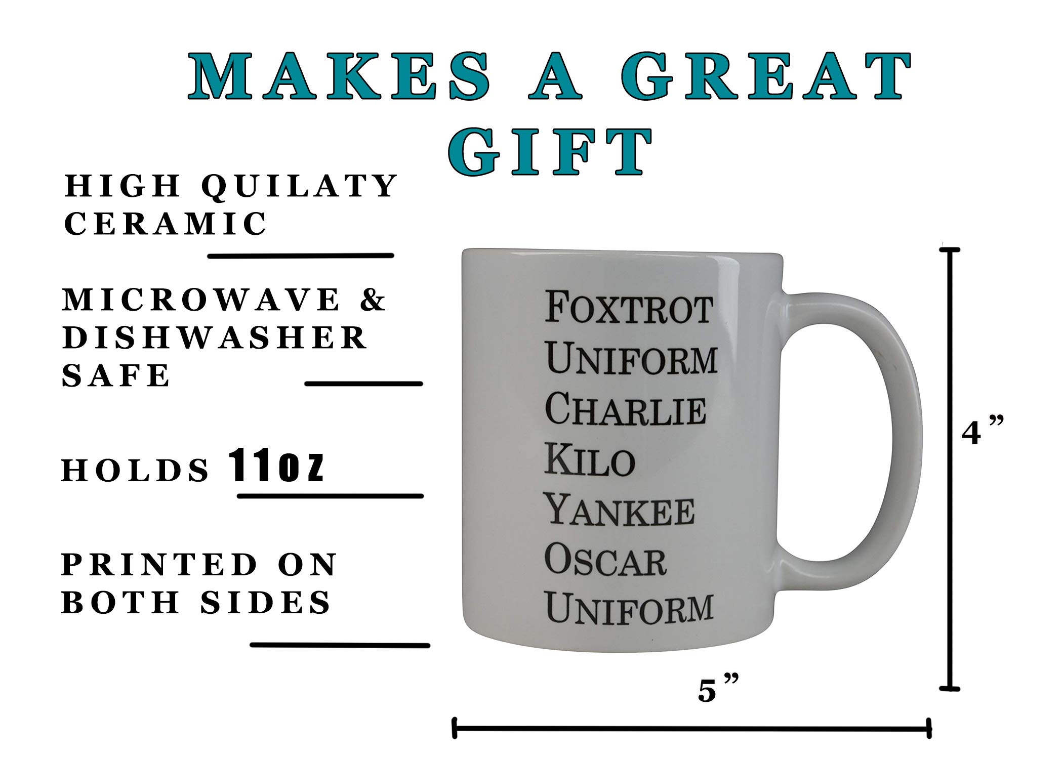 Rogue River Tactical Funny Coffee Mug Military Alphabet Novelty Cup Great Gift Idea For Office Party Employee Boss Coworkers (Foxtrot)