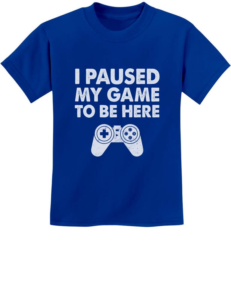 Kids Gamer Shirt I Paused My Game to Be Here Gifts for Gamers Boys Youth Gaming Shirts Medium Blue