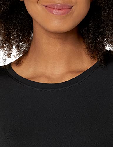 Amazon Essentials Women's Tech Stretch Short-Sleeve Crewneck T-Shirt (Available in Plus Size), Pack of 2, Black, Large