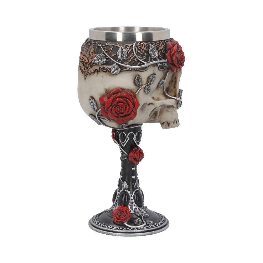 Nemesis Now B4327M8 Gothic Roses Goblet 18cm Black, Resin w/stainless steel insert, One Size