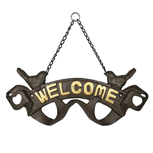 DreamsEden Vintage Cast Iron Birds Welcome Sign - Hanging Wall Art Door Decor for Home Farmhouse Decorations