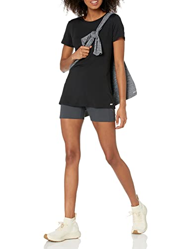 Amazon Essentials Women's Tech Stretch Short-Sleeve Crewneck T-Shirt (Available in Plus Size), Pack of 2, Black, Large