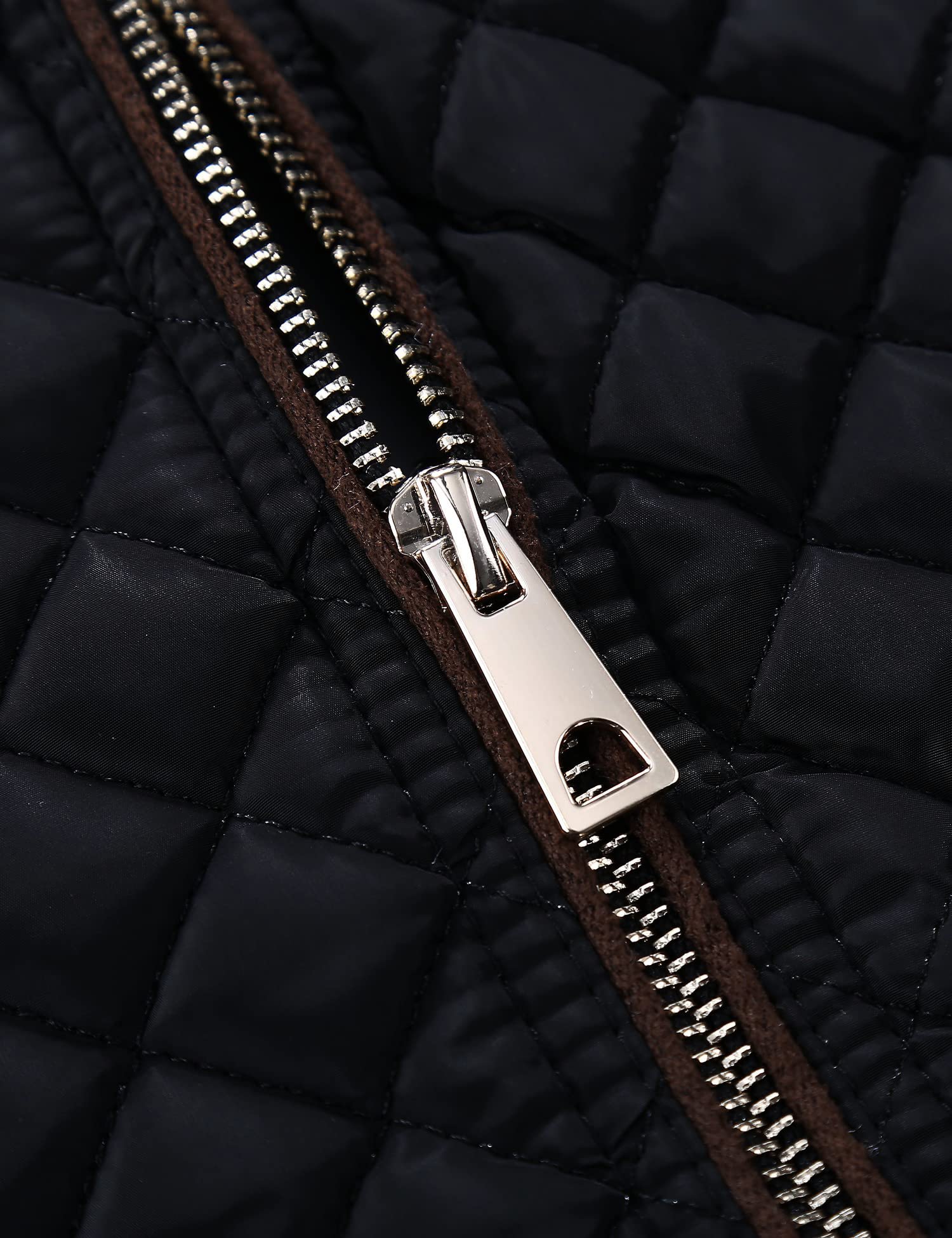 Bellivera Women's Stand Collar Lightweight Quilted Puffer Jacket Padded Zip Coat for Spring and Winter 087 black S
