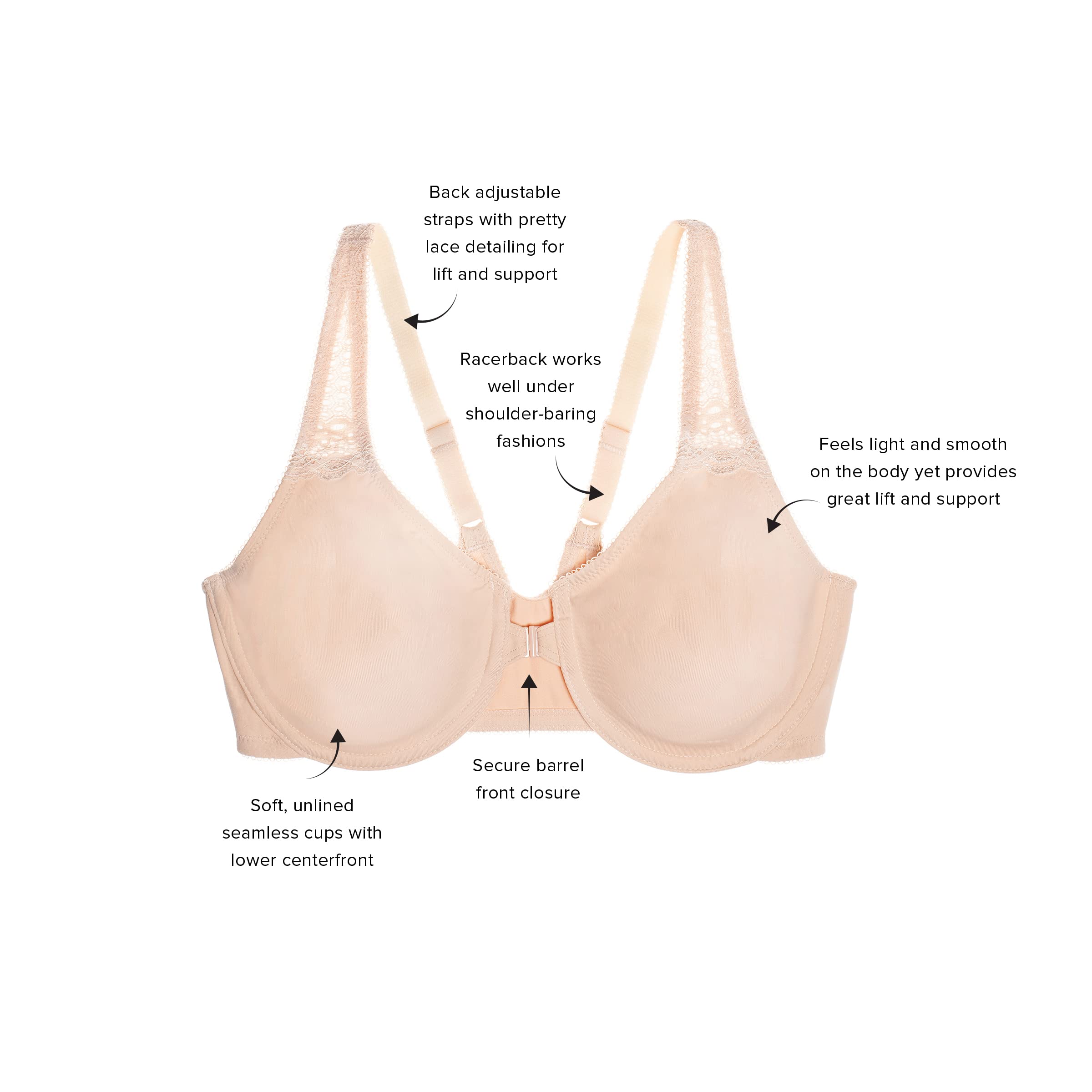Wacoal Women's Soft Embrace Front Close Bra, Sand, 38DD