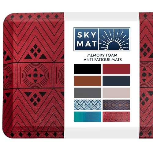Sky Solutions Anti Fatigue Floor Mat - 3/4" Thick Cushioned Kitchen Rug, Standing Desk Mat - Comfort at Home, Office, Garage - Non Slip, Durable and Stain Resistant (20" x 39", Sedona Red)