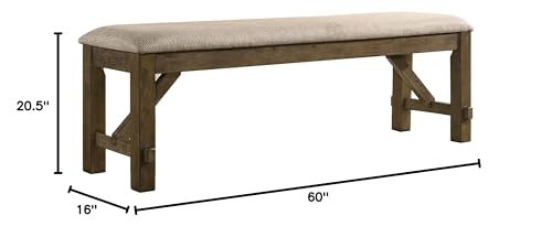Roundhill Furniture Raven Wood Fabric Upholstered Dining Bench, Maple