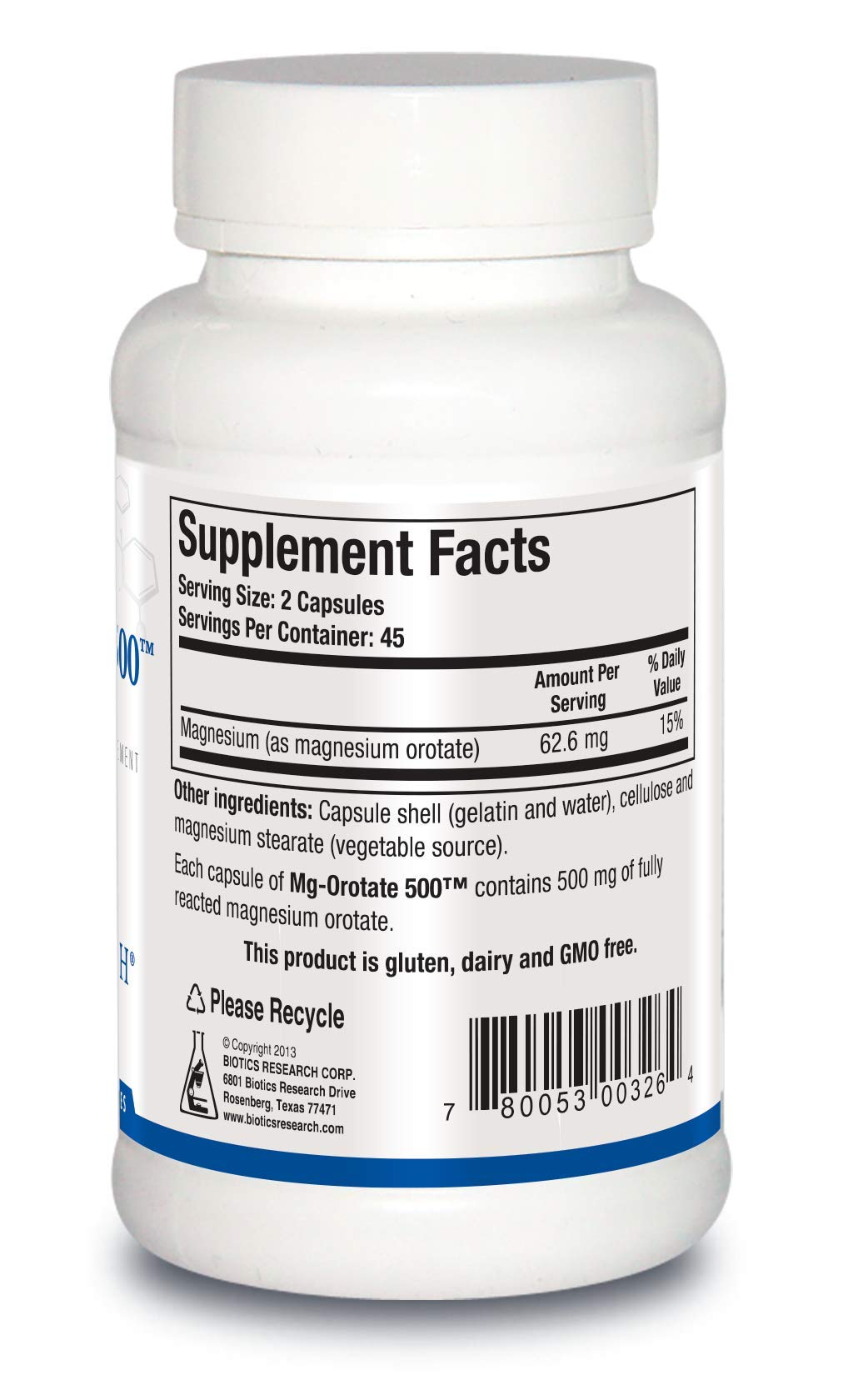 Biotics Research Mg Orotate 500 Magnesium Orotate Form, Cardiovascular Support, Heart Health, Overall Relaxation Response, Improves Sleep and Muscle Relaxation. 90 Capsules