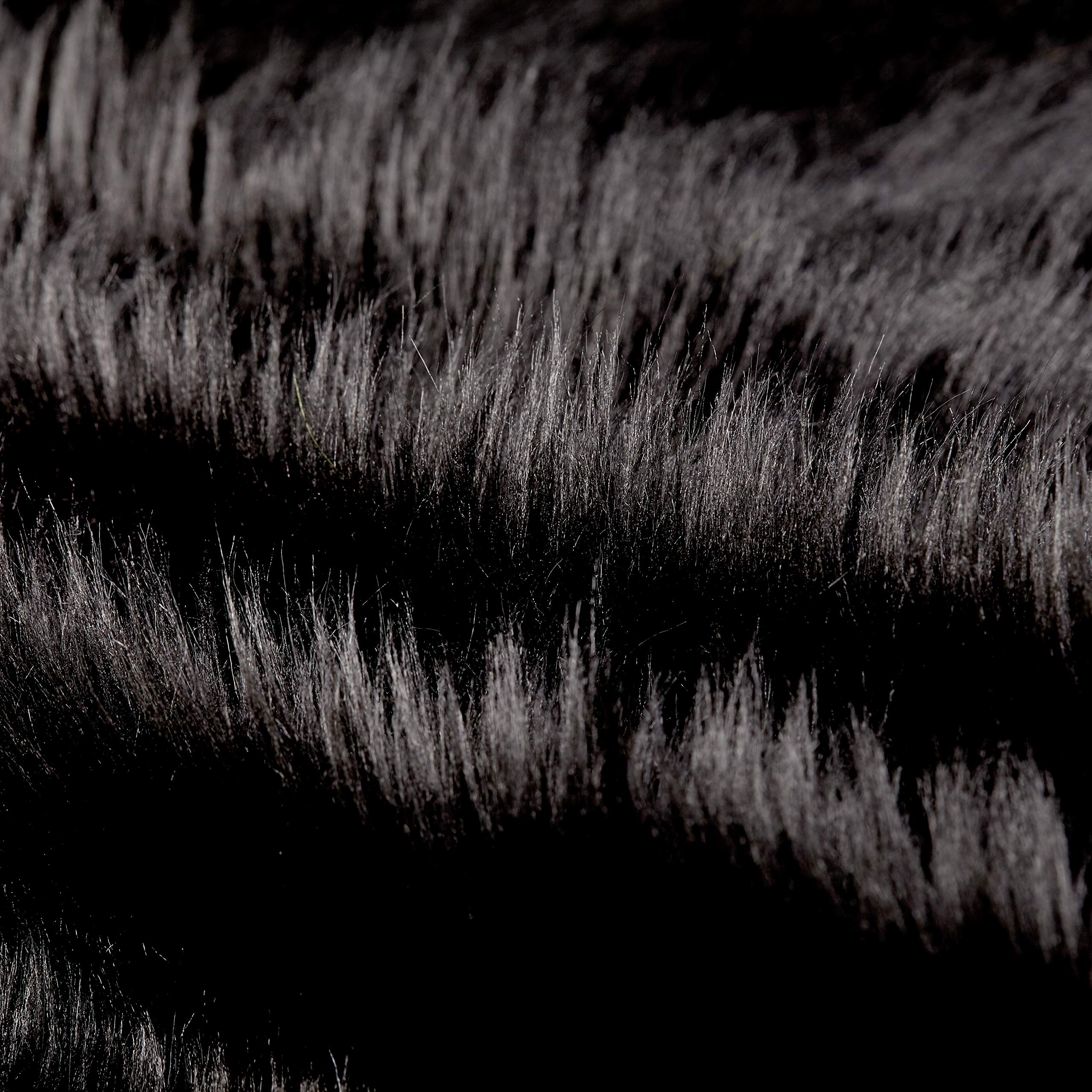 Shannon Faux Fur Luxury Shag Black, Fabric by the Yard