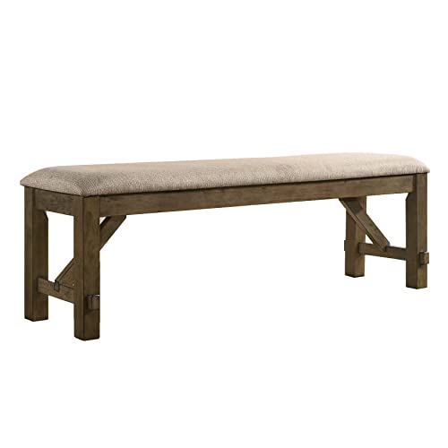 Roundhill Furniture Raven Wood Fabric Upholstered Dining Bench, Maple