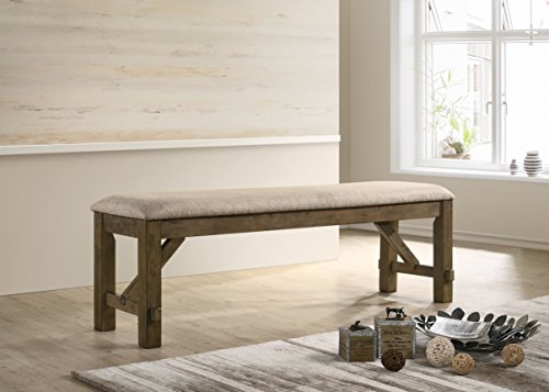 Roundhill Furniture Raven Wood Fabric Upholstered Dining Bench, Maple