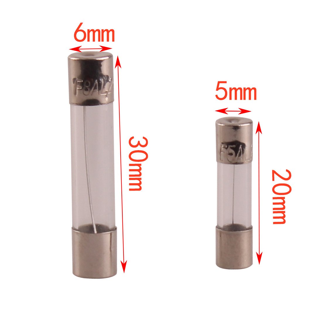 QBGTFAK 250pcs Quick Blow Glass Tube Fuse Assorted Kit 250V 1A, 2A, 3A, 5A, 6A, 7A, 8A, 10A, 15A,20A, 6x30mm, 250V 1A, 5A, 10A, 15A, 20A, 5x20mm (5x20mm and 6x30mm)