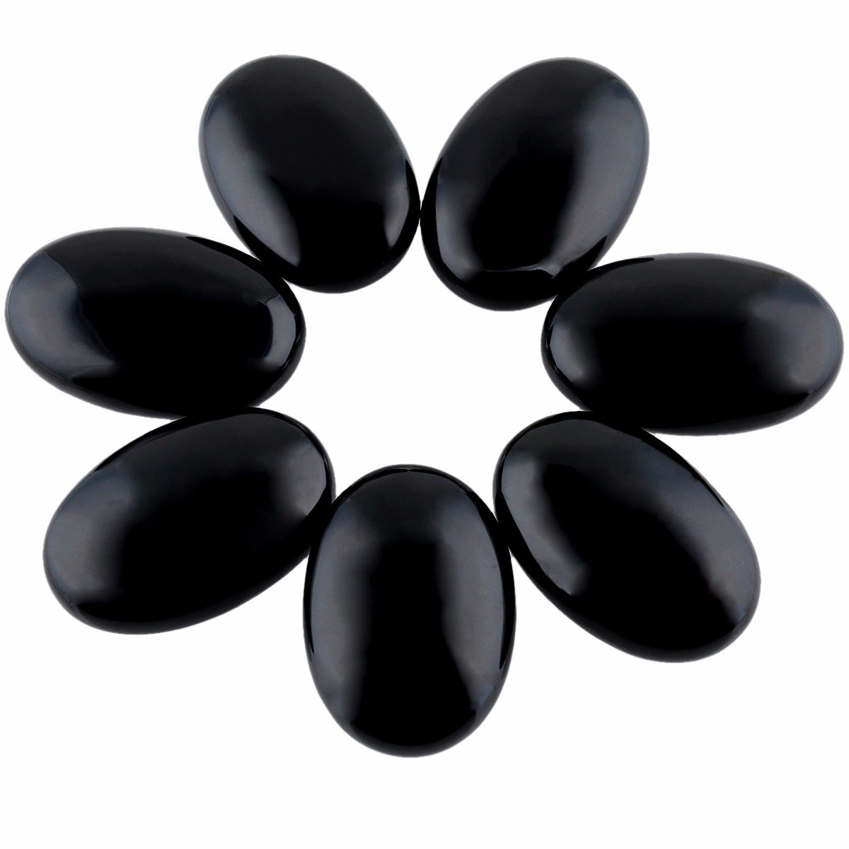 Rockcloud Oval Worry Stones,Palm Pocket Energy Stone,Healing Crystal with Velvet Bag,Black Obsidian