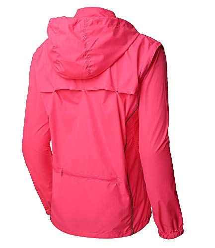 Outto Women's Cycling Jacket Convertible UPF50+ Windproof with Zip Off Sleeves(Medium,Pink)
