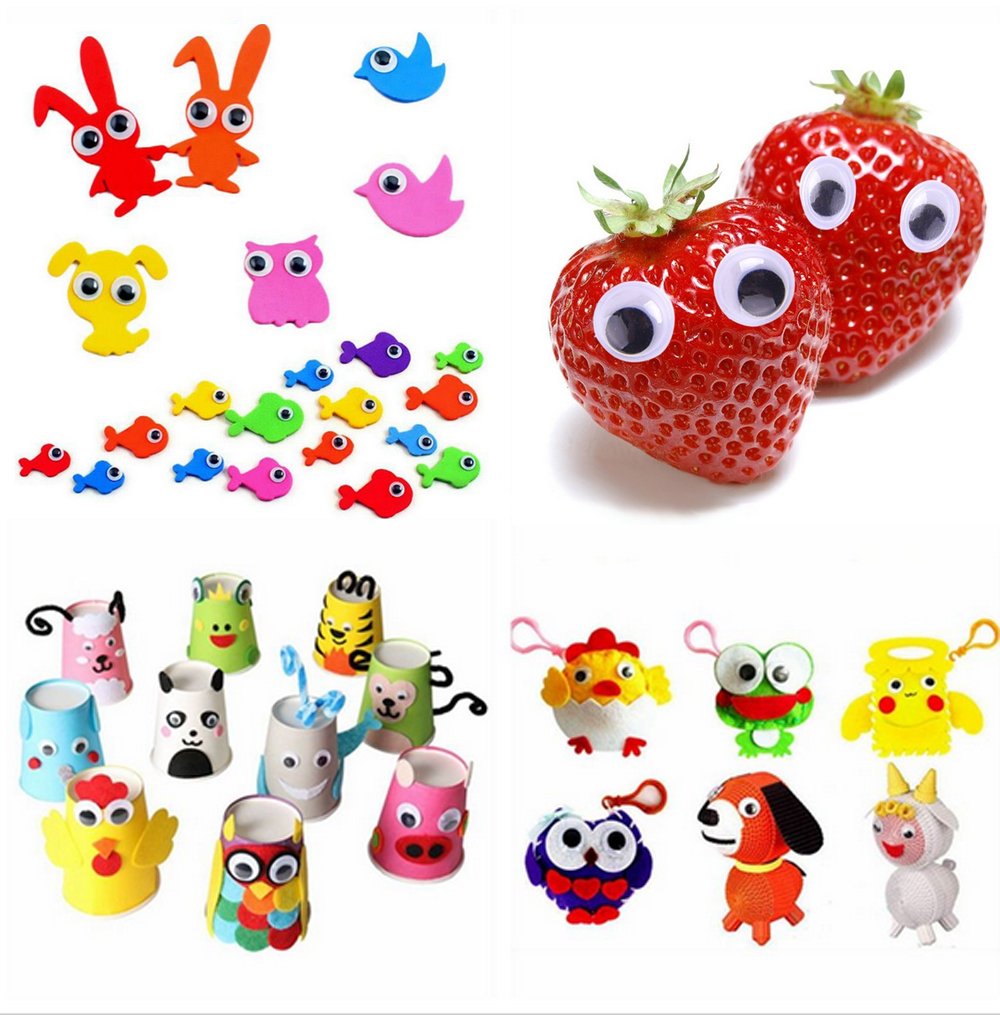 CCINEE 988 Pieces 5mm -100mm Black Wiggle Googly Eyes with Self-Adhesive for Craft and Sewing