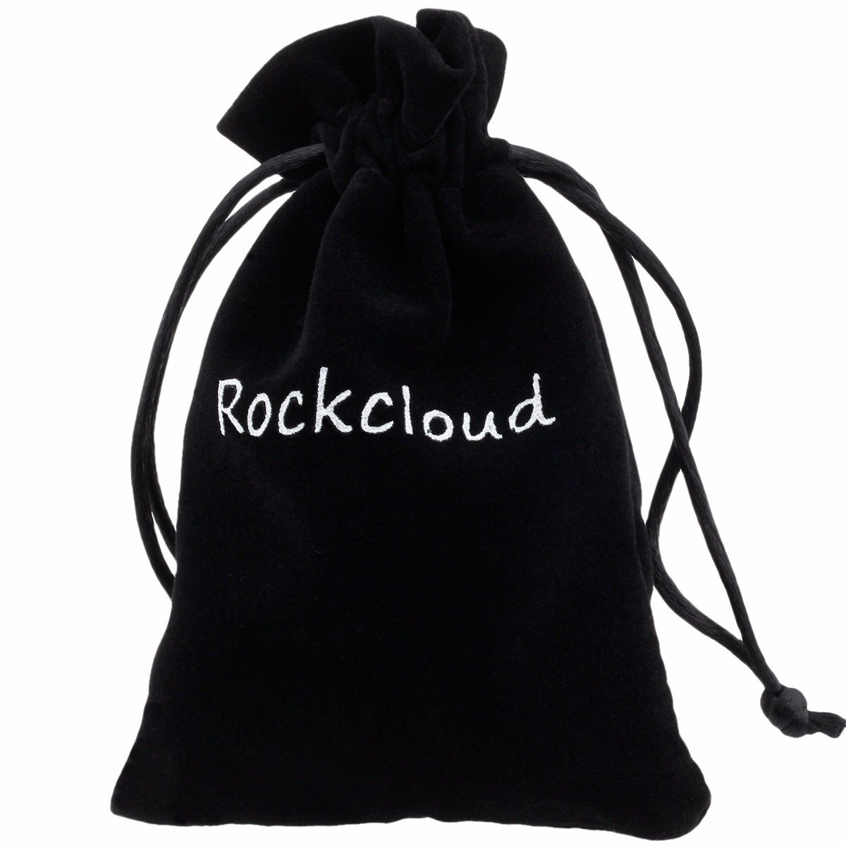 Rockcloud Oval Worry Stones,Palm Pocket Energy Stone,Healing Crystal with Velvet Bag,Black Obsidian