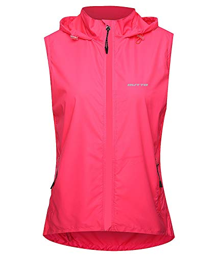 Outto Women's Cycling Jacket Convertible UPF50+ Windproof with Zip Off Sleeves(Medium,Pink)