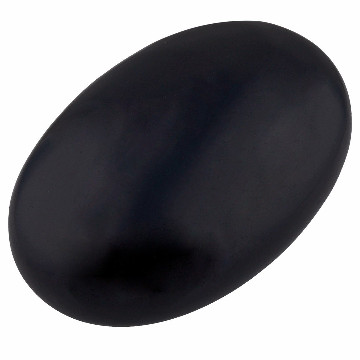 Rockcloud Oval Worry Stones,Palm Pocket Energy Stone,Healing Crystal with Velvet Bag,Black Obsidian