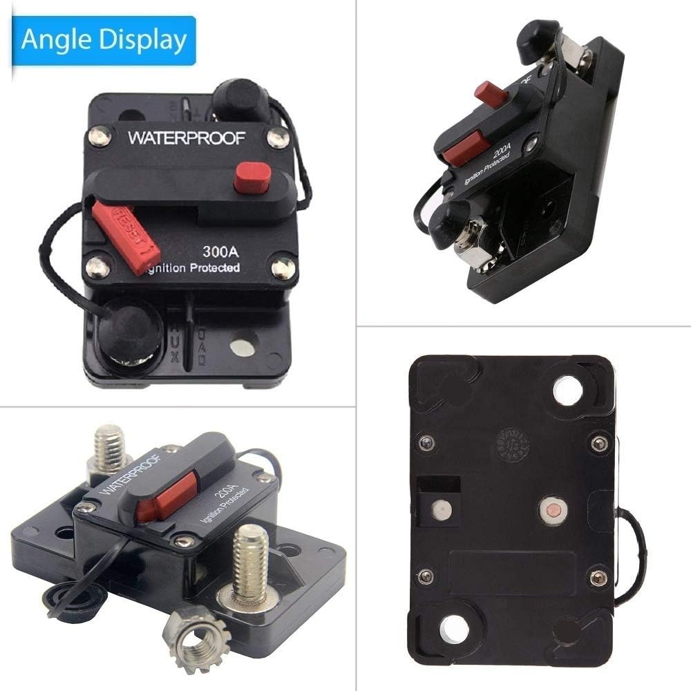 ANJOSHI 300 Amp Circuit Breaker 30A-300A with Manual Reset Waterproof Inline Fuse Inverter for Marine Trolling Motors Boat ATV Manual Power 12V-48VDC