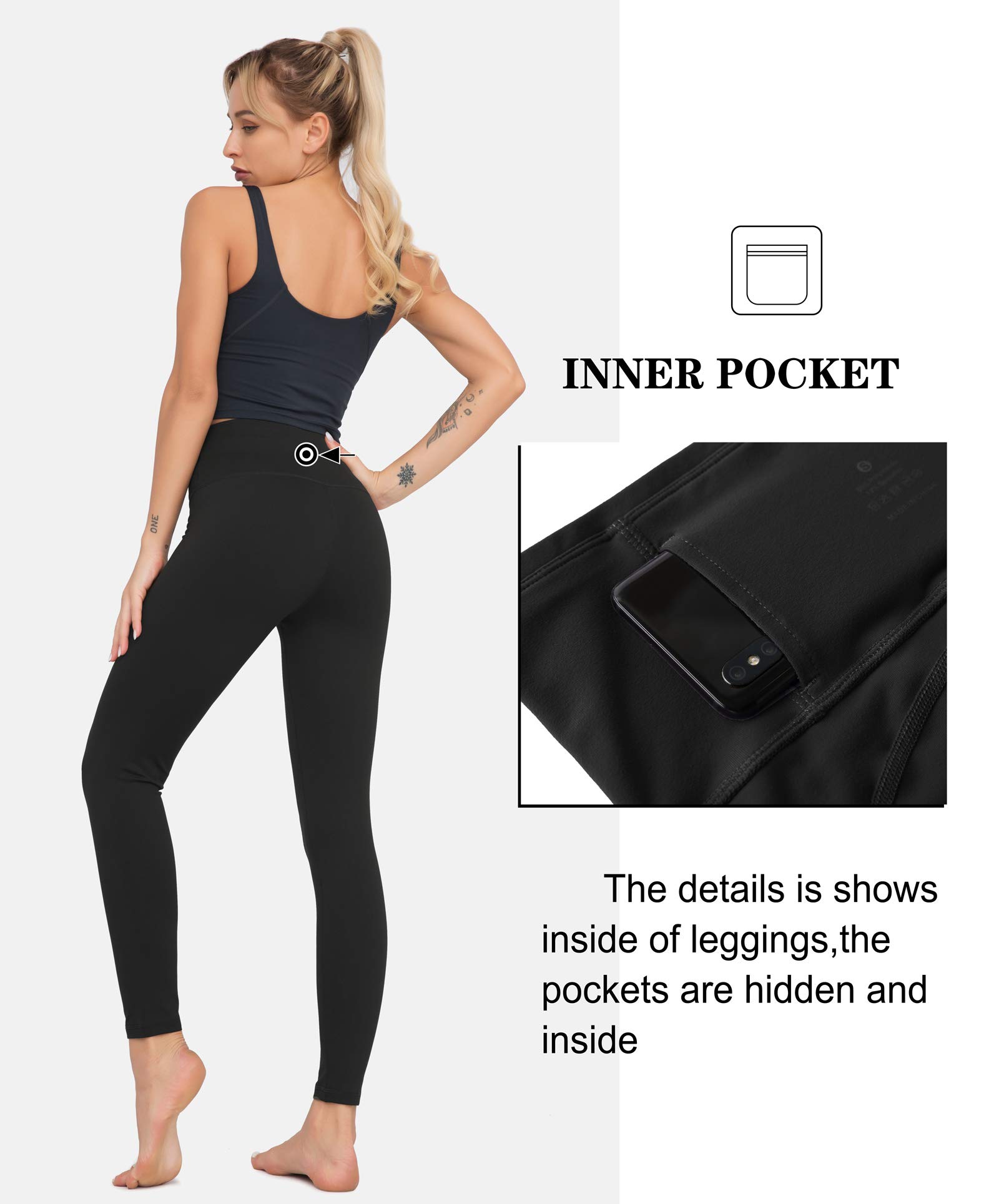 Dragon Fit Compression Yoga Pants with Inner Pockets in High Waist Athletic Pants Tummy Control Stretch Workout Yoga Legging