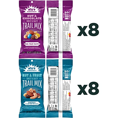 Nut Harvest, Trail Mix Variety Pack, 2.25 Ounce (Pack of 16)