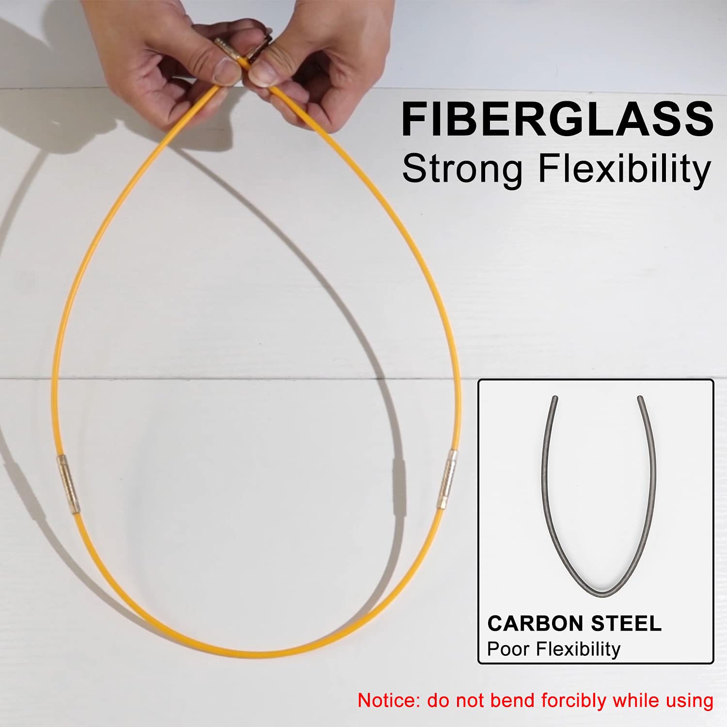 Boeray 11' Fiberglass Running Electrical Wire Cable Pulling Fish Tape Kit with 5 Different Attachments and Fish Tape Tool in a Carrying Case