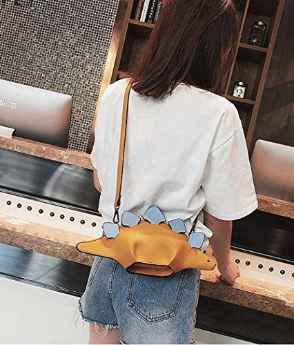 MILATA Dinosaur Shape Cross Body Bag Women Pu Leather Chic Clutch Purse for Girls (yellow)
