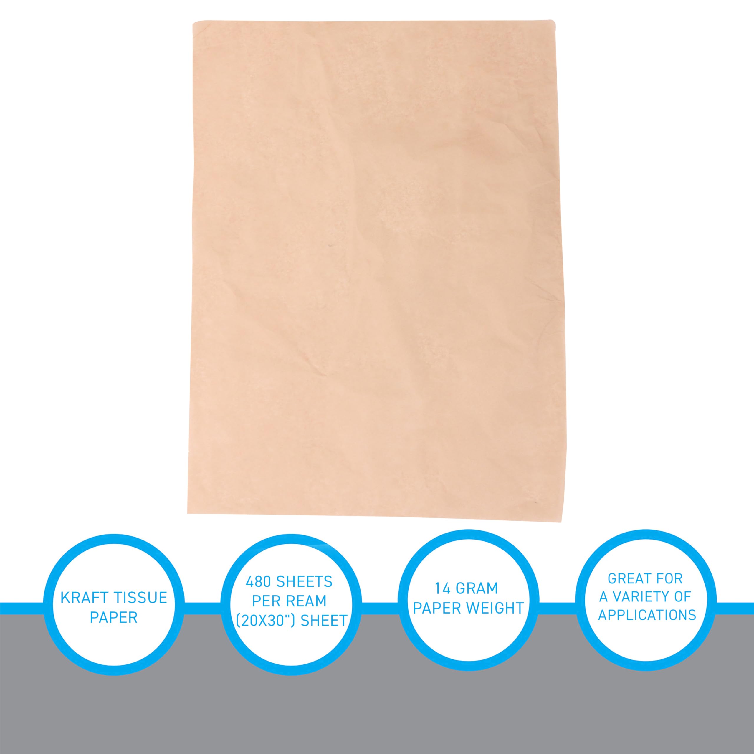 SSWBasics Kraft Paper Tissue Paper for Packaging - 2 Packs of 480 Sheets Each - High-Quality Kraft Tissue Paper for Wrapping, Crafting, and Gift Packaging