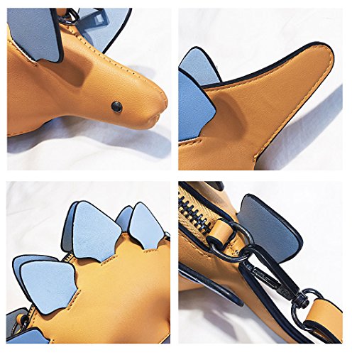 MILATA Dinosaur Shape Cross Body Bag Women Pu Leather Chic Clutch Purse for Girls (yellow)